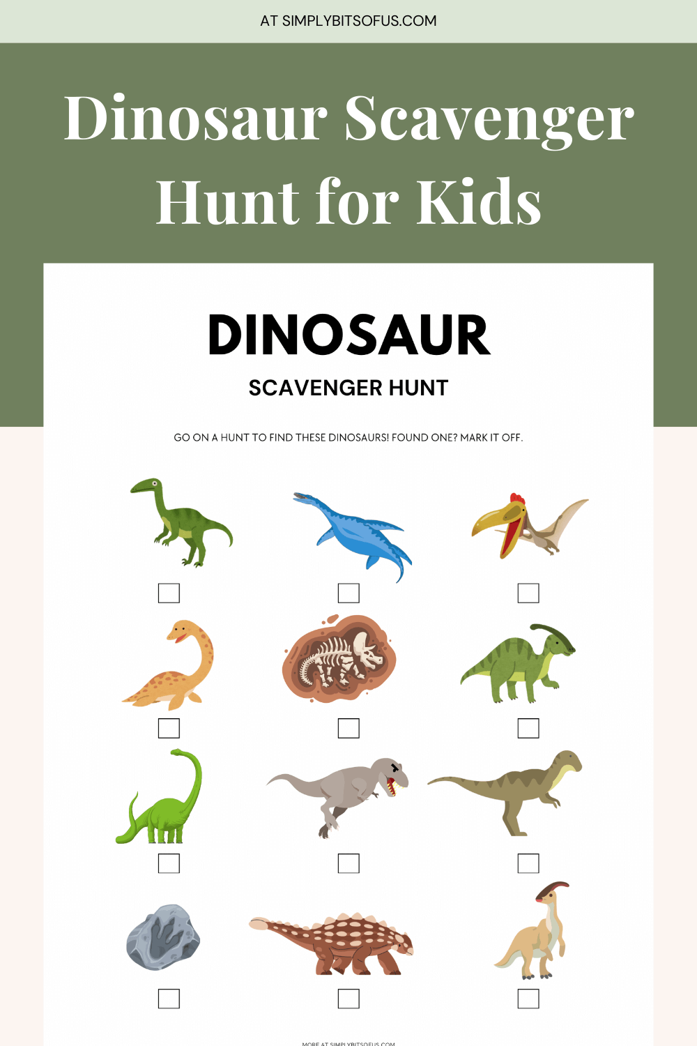 Easy and Fun Dinosaur Scavenger Hunt Printable for Children - Simply ...