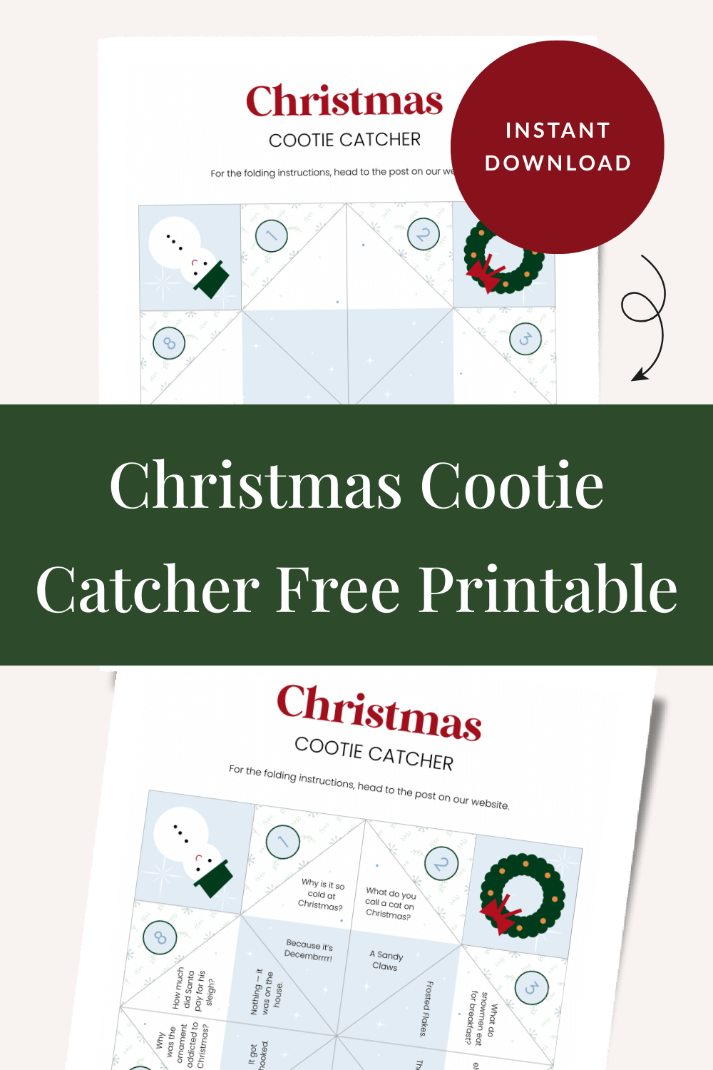 Free Printable Christmas Cootie Catcher Joke Teller — Easy Holiday ...