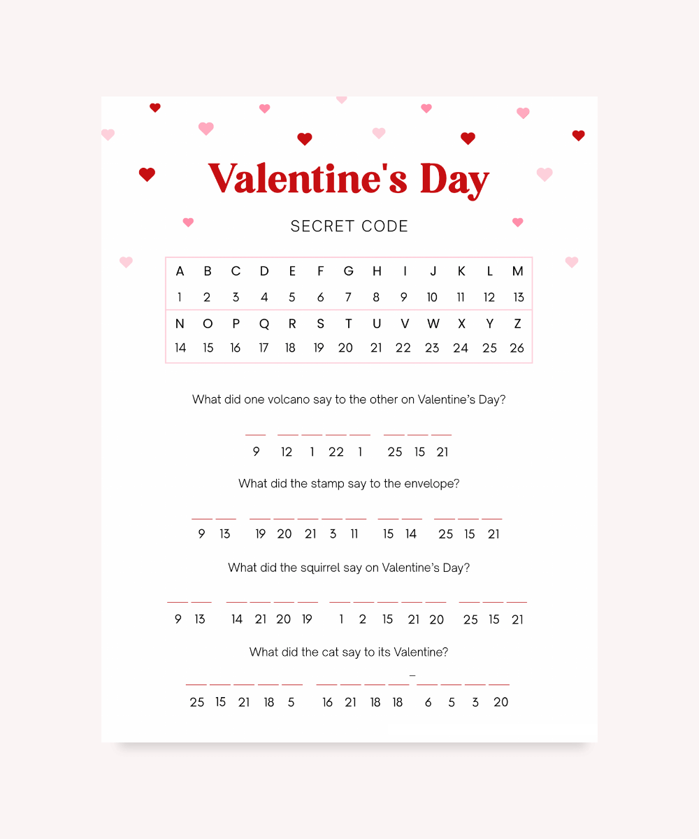 Valentine’s Day Secret Code Printable Kids Will Love