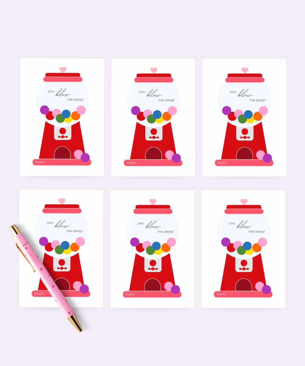 Cute & Easy Printable Gumball Machine Valentine’s Cards for Kids